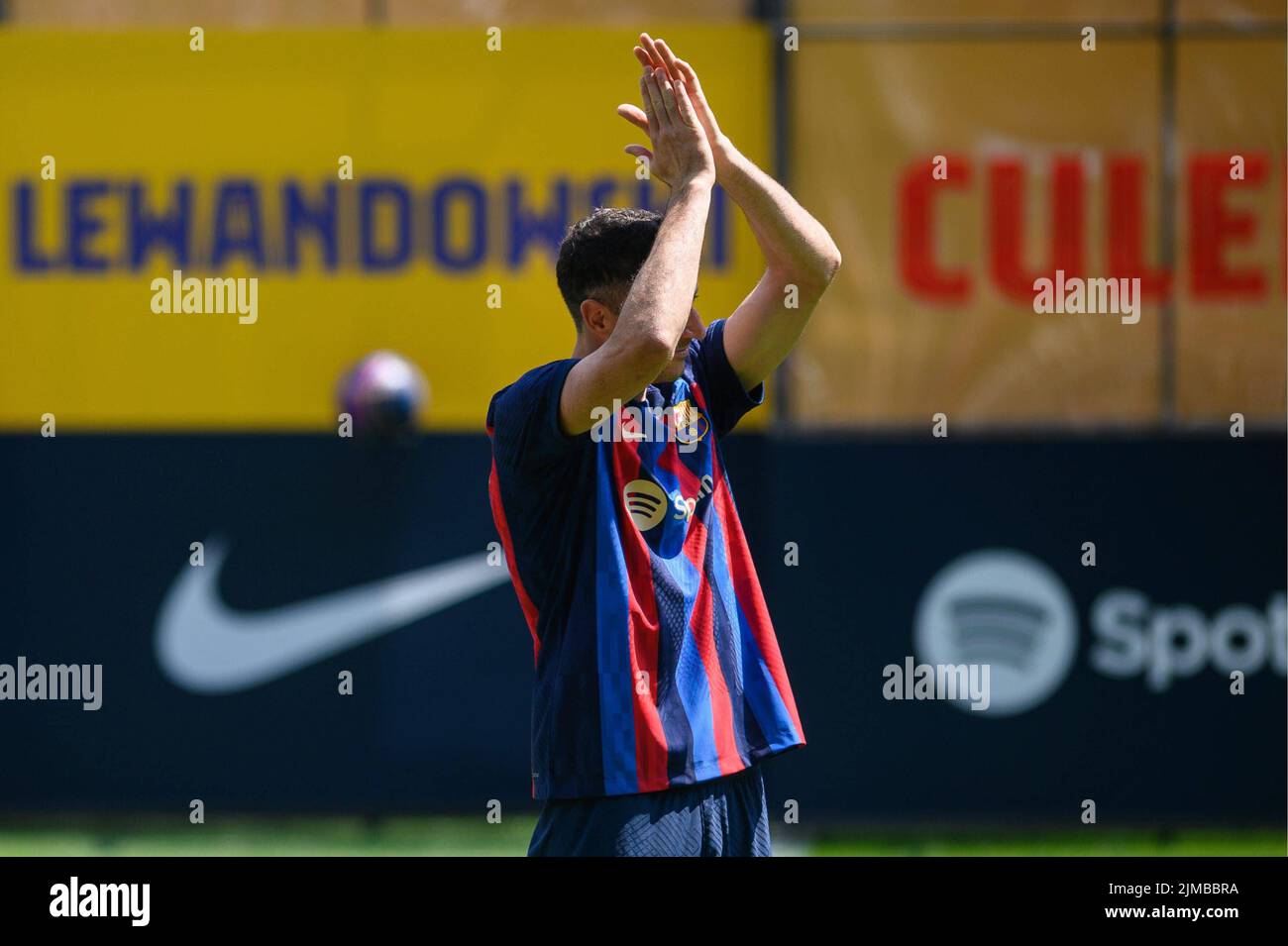 August 5, 2022, Camp Nou, Spain: ROBERT LEWANDOWSKI during his ... August 5, 2022, Camp Nou, Spain: ROBERT LEWANDOWSKI during his ...