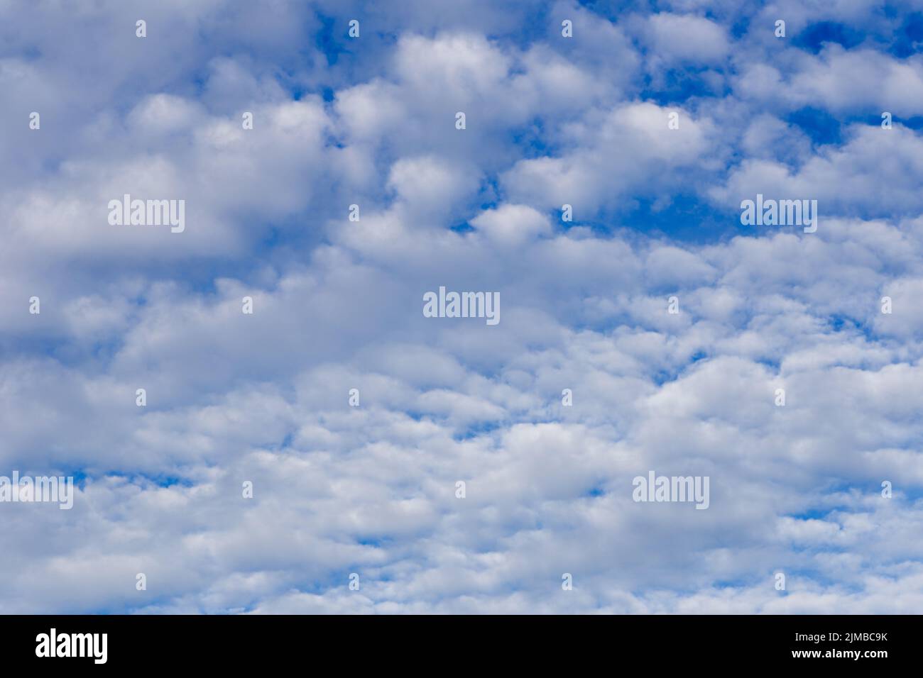 A scenic view of white fluffy heaps of clouds with cotton-like ...