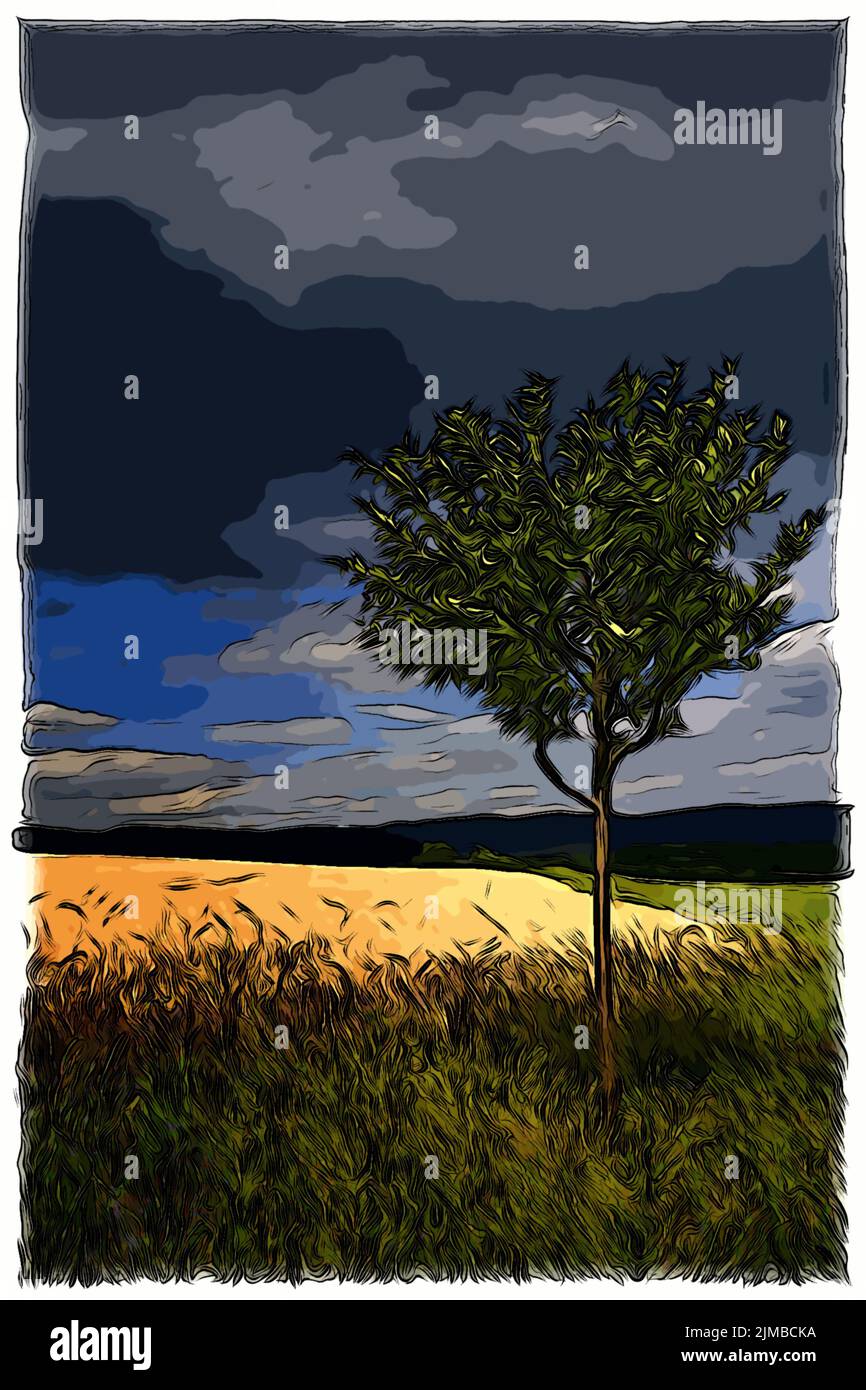 Tree field clouds Cut Out Stock Images & Pictures - Alamy