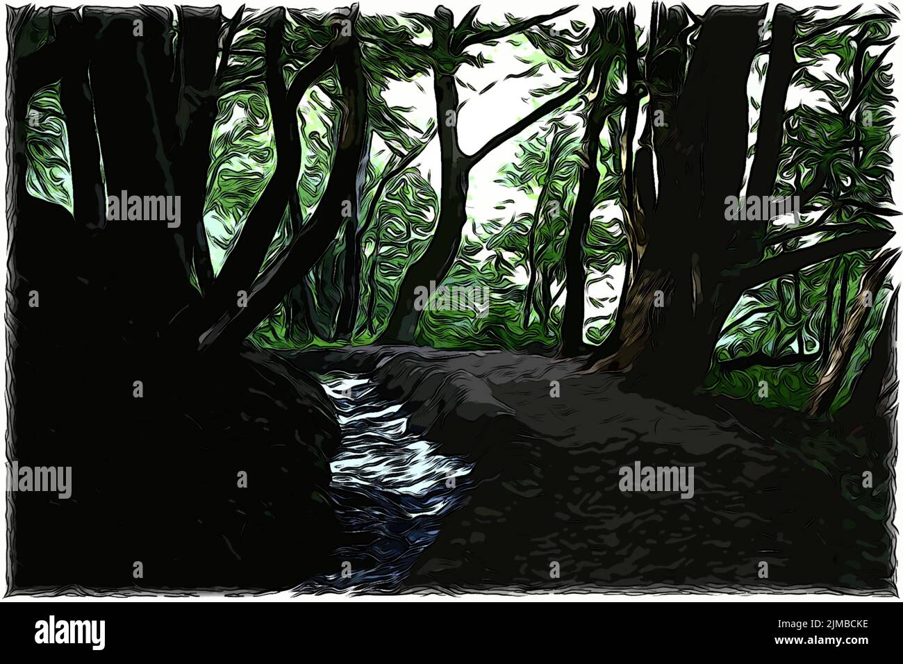 Forest path drawing hi-res stock photography and images - Alamy