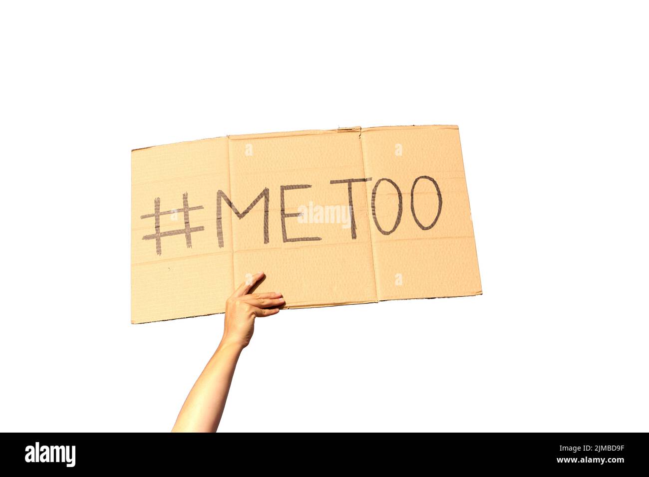 A Cardboard Signs saying Me Too, held by hands on a white background ...