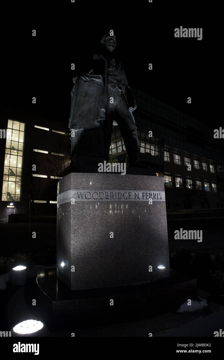 Statue of Woodbridge L Ferris outside of FLITE Library at Ferris State ...