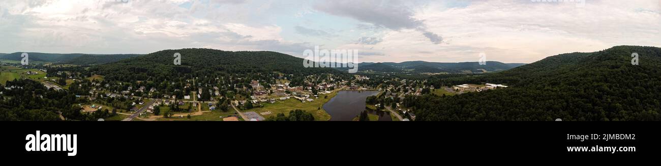 Aerial Panorama of the small town, Smethport PA Stock Photo - Alamy
