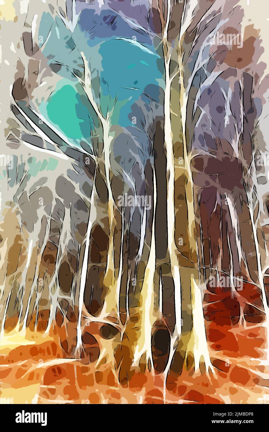 Forest trees drawing hi-res stock photography and images - Alamy
