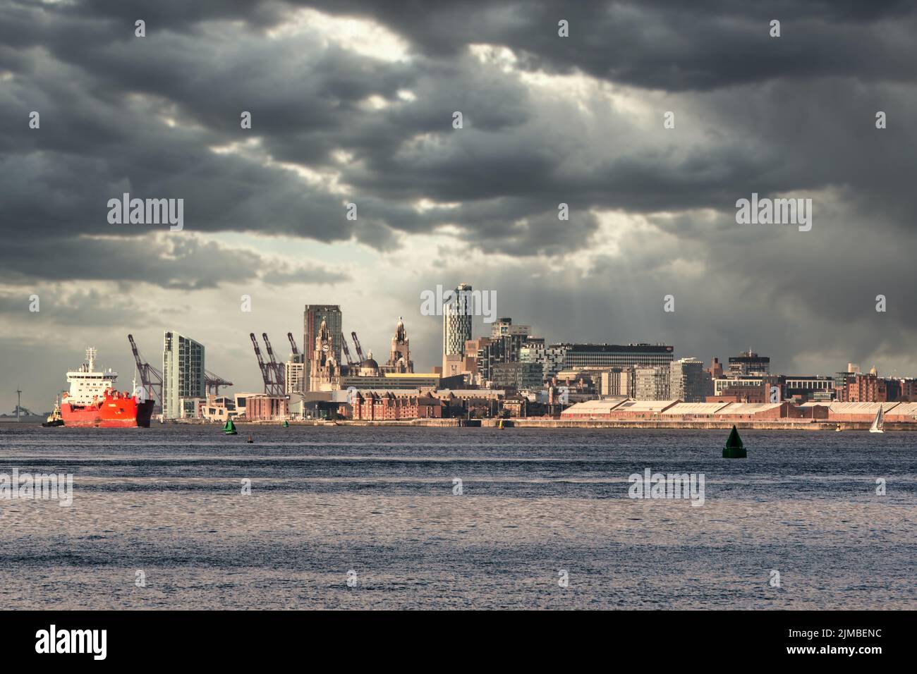 The Liverpool cityscape with Mersey River. England, UK Stock Photo - Alamy