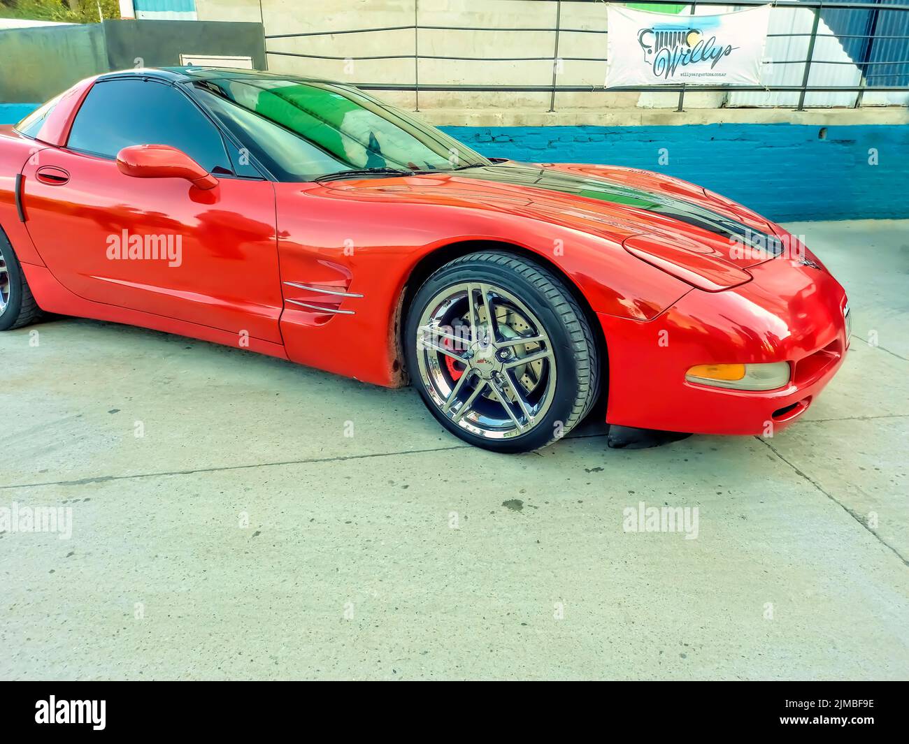 Old red and black sport Chevrolet Corvette C5 coupe two door 1997 ...