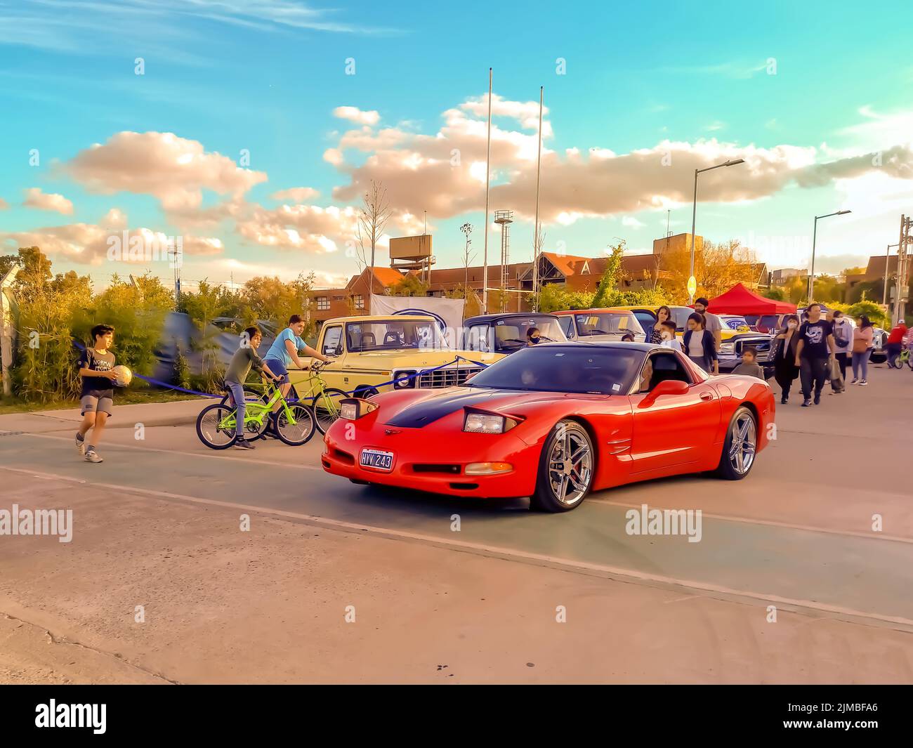 Old red and black sport Chevrolet Corvette C5 coupe two door 1997 ...