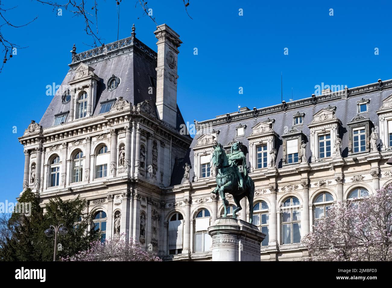 Paris, the facade of the Hotel de Ville, city hall of the french ...