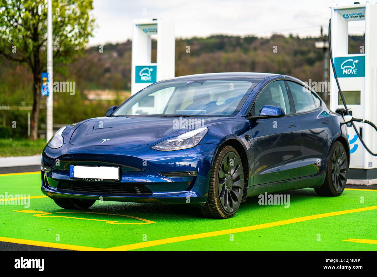 View modern electric tesla car hi-res stock photography and images - Alamy