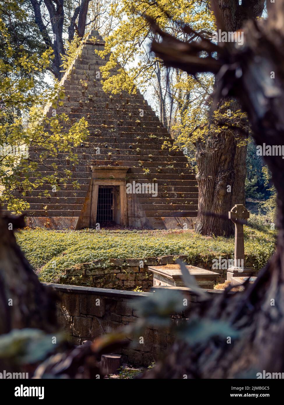 A vertical shot of a pyramid-shaped construction in Laves-Kulturpfad ...