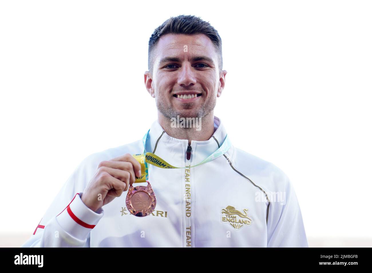 England’s Andrew Pozzi with his Bronze Medal after the Men’s 110m ...