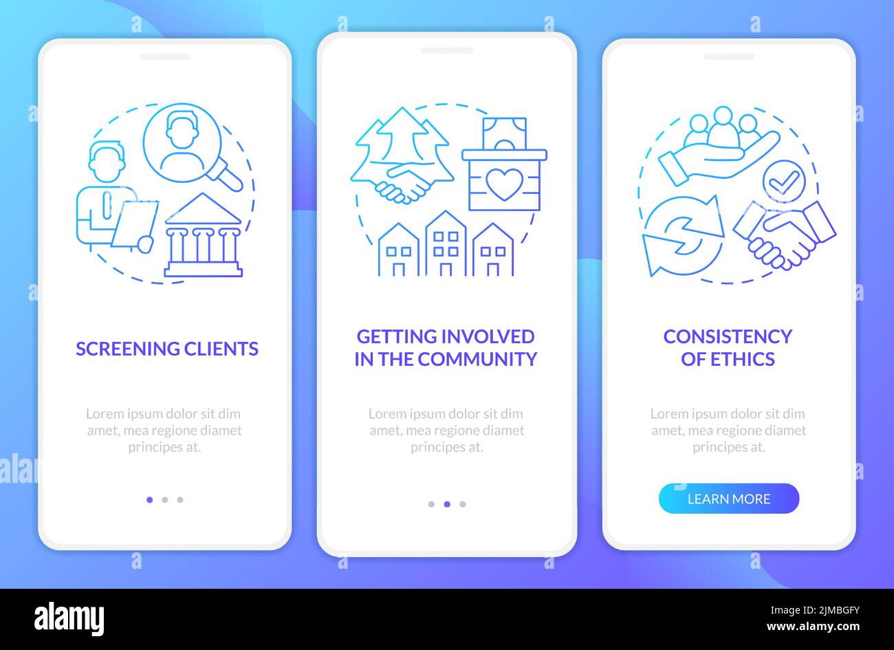 Principles of banking ethics blue gradient onboarding mobile app screen ... Principles of banking ethics blue gradient onboarding mobile app screen ...