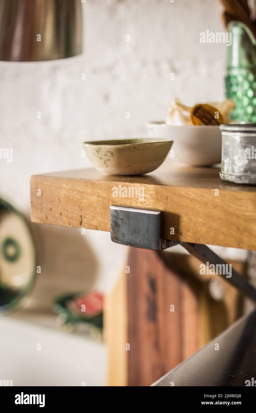 A close-up shot of various kitchenware objects in japandi style ...