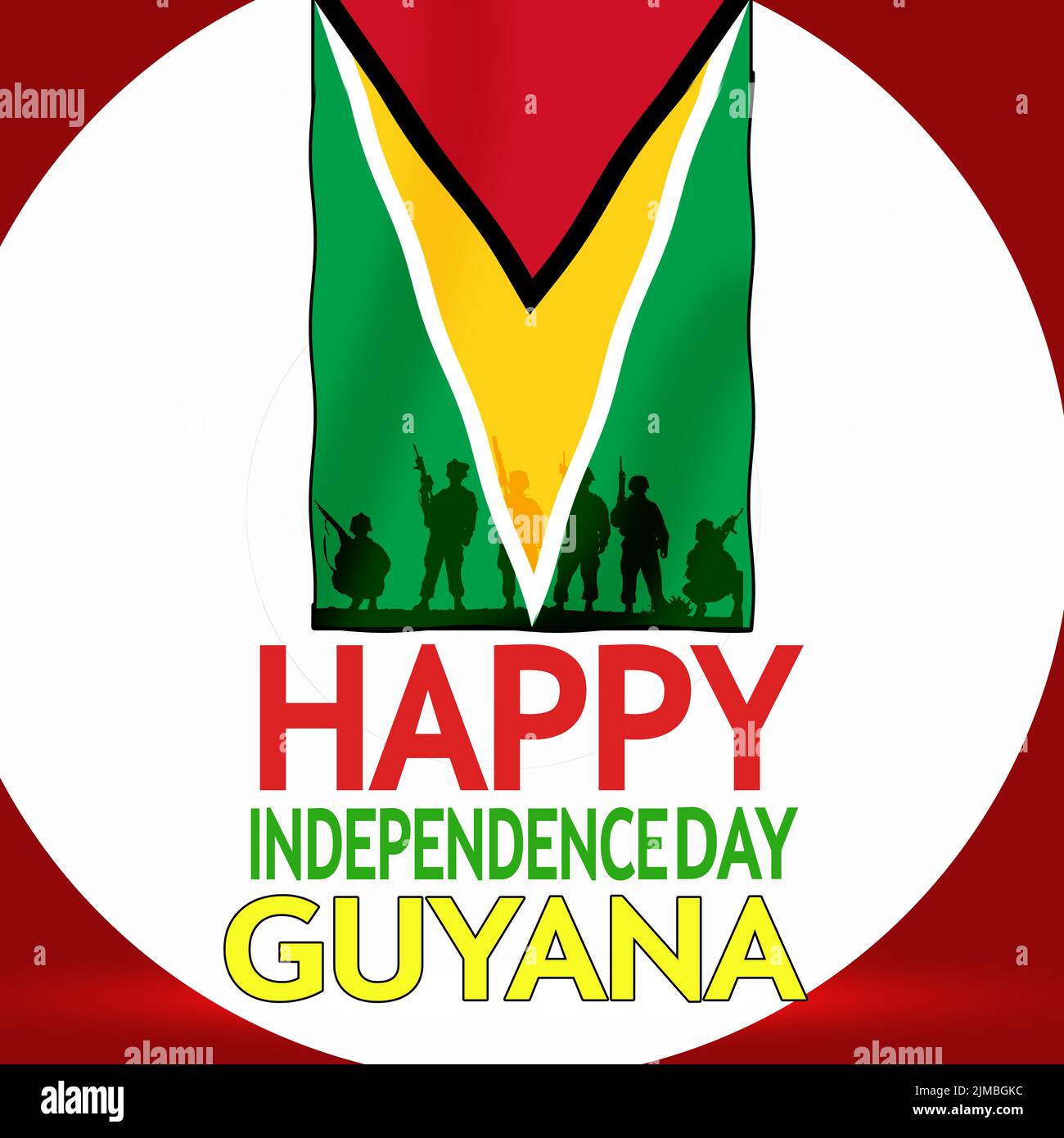 An illustration of a badge with the Guyana flag for the independence ...