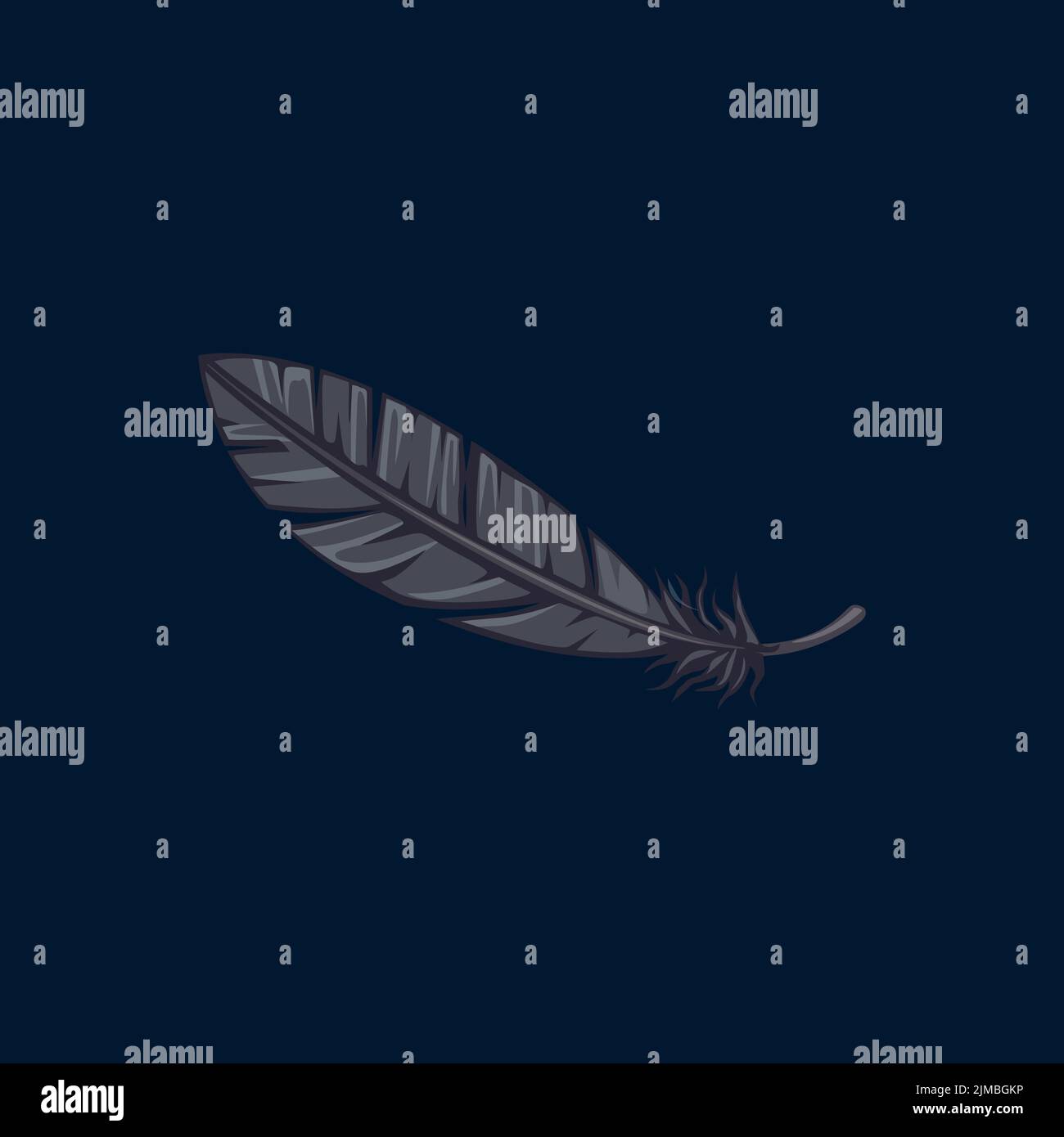 Black feather of crow bird, swan or goose, vector magic occult object ...