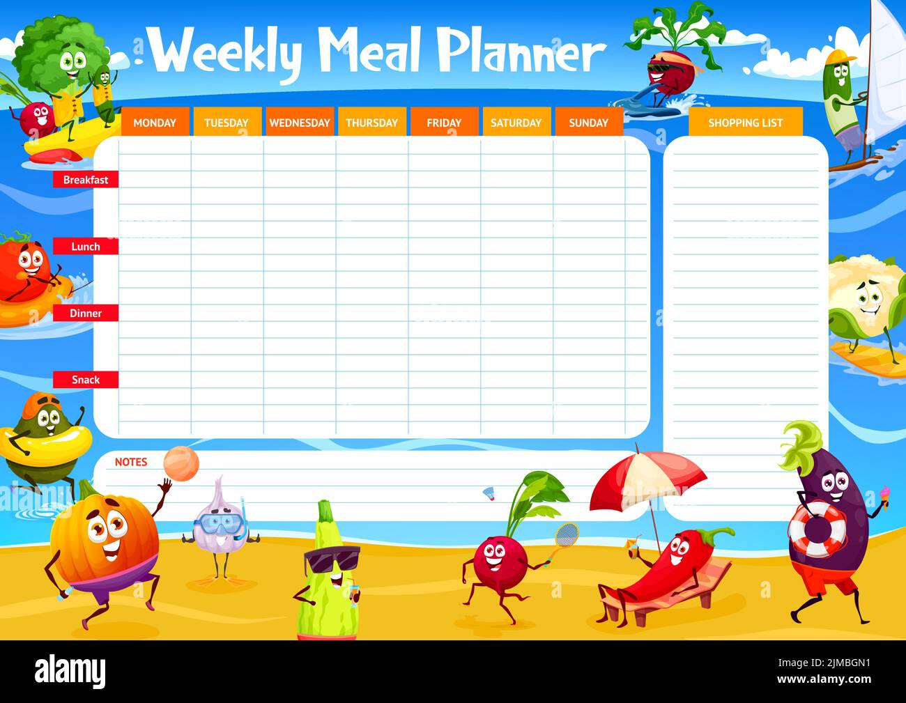 Cartoon cheerful vegetables on summer beach vacations, vector weekly ...