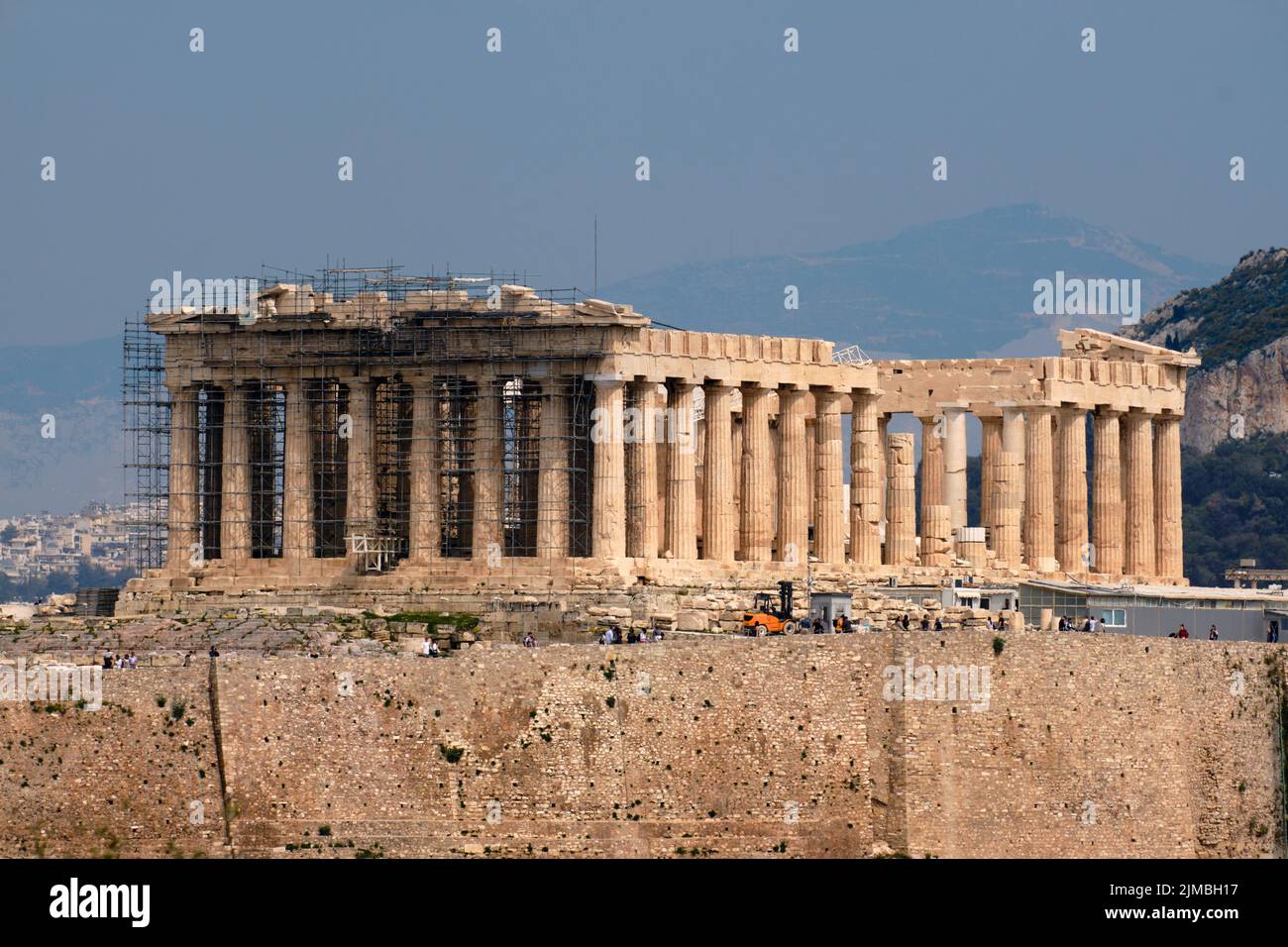 The ancient Parthenon temple in Athens, Greece, during construction Stock Photo - Alamy