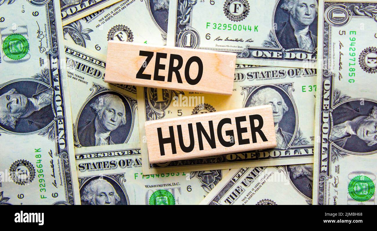 Zero hunger symbol. Concept words Zero hunger on wooden blocks on a ...