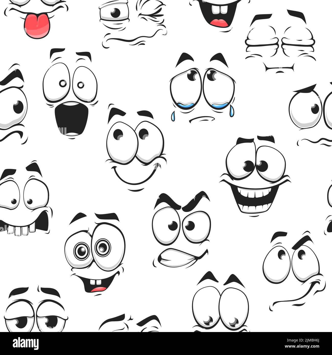 Seamless background with cartoon faces, vector pattern with funny ...