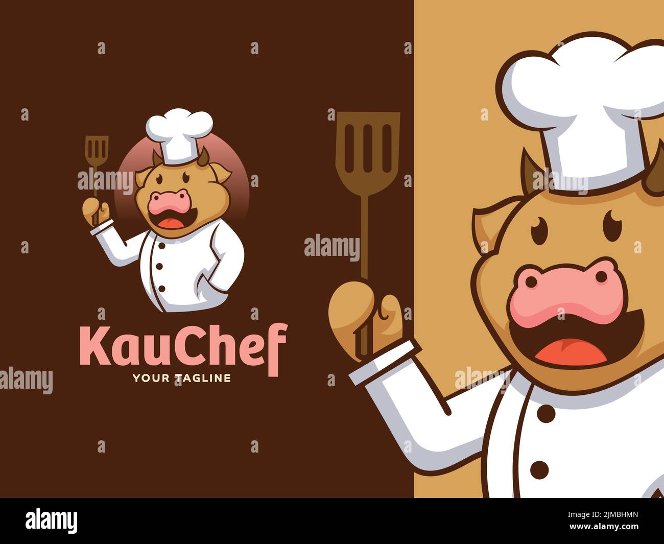 A chef cow character and a mascot logo for sports teams, companies, and ...