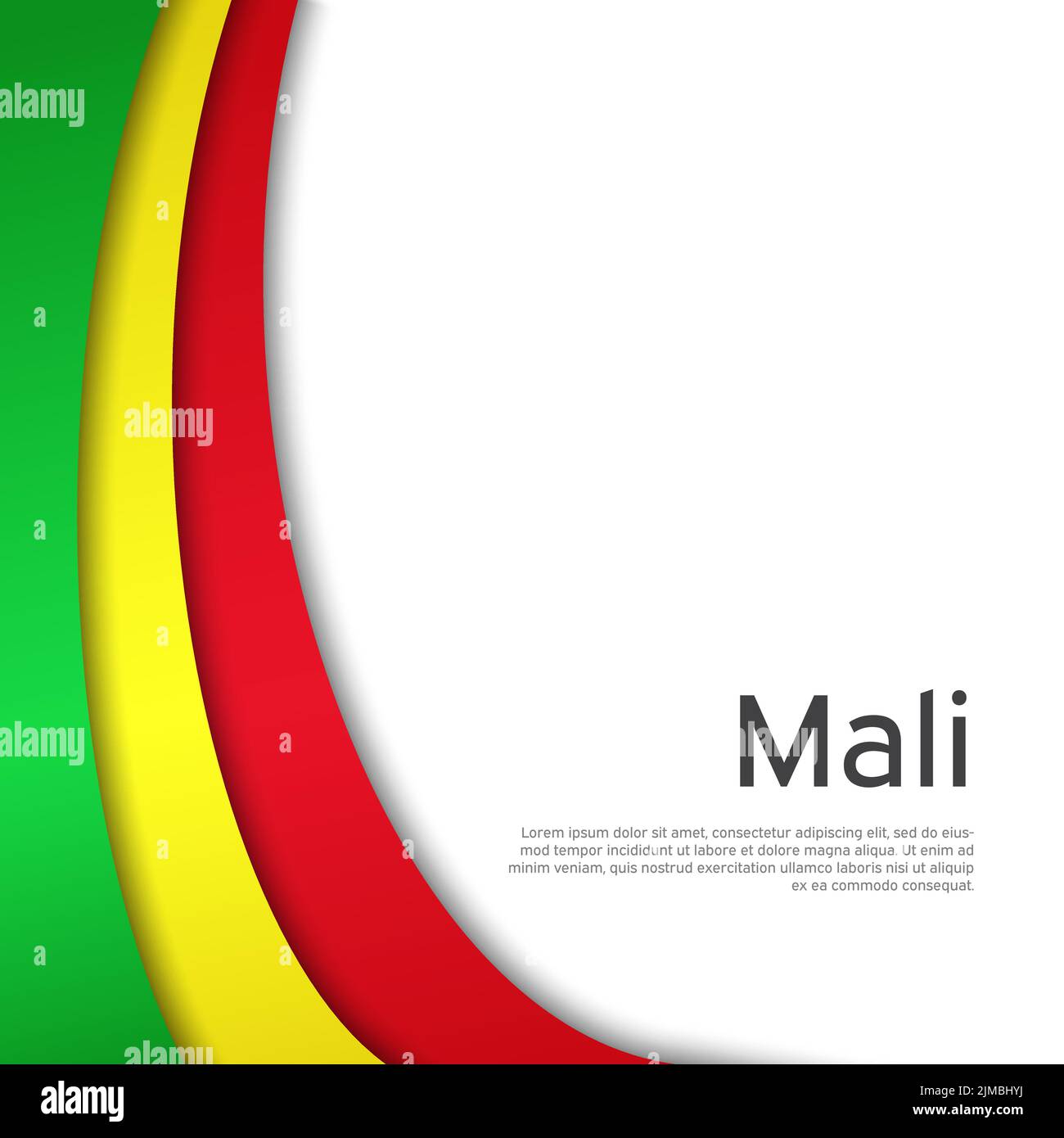 Abstract waving mali flag. State malian patriotic banner, booklet ...