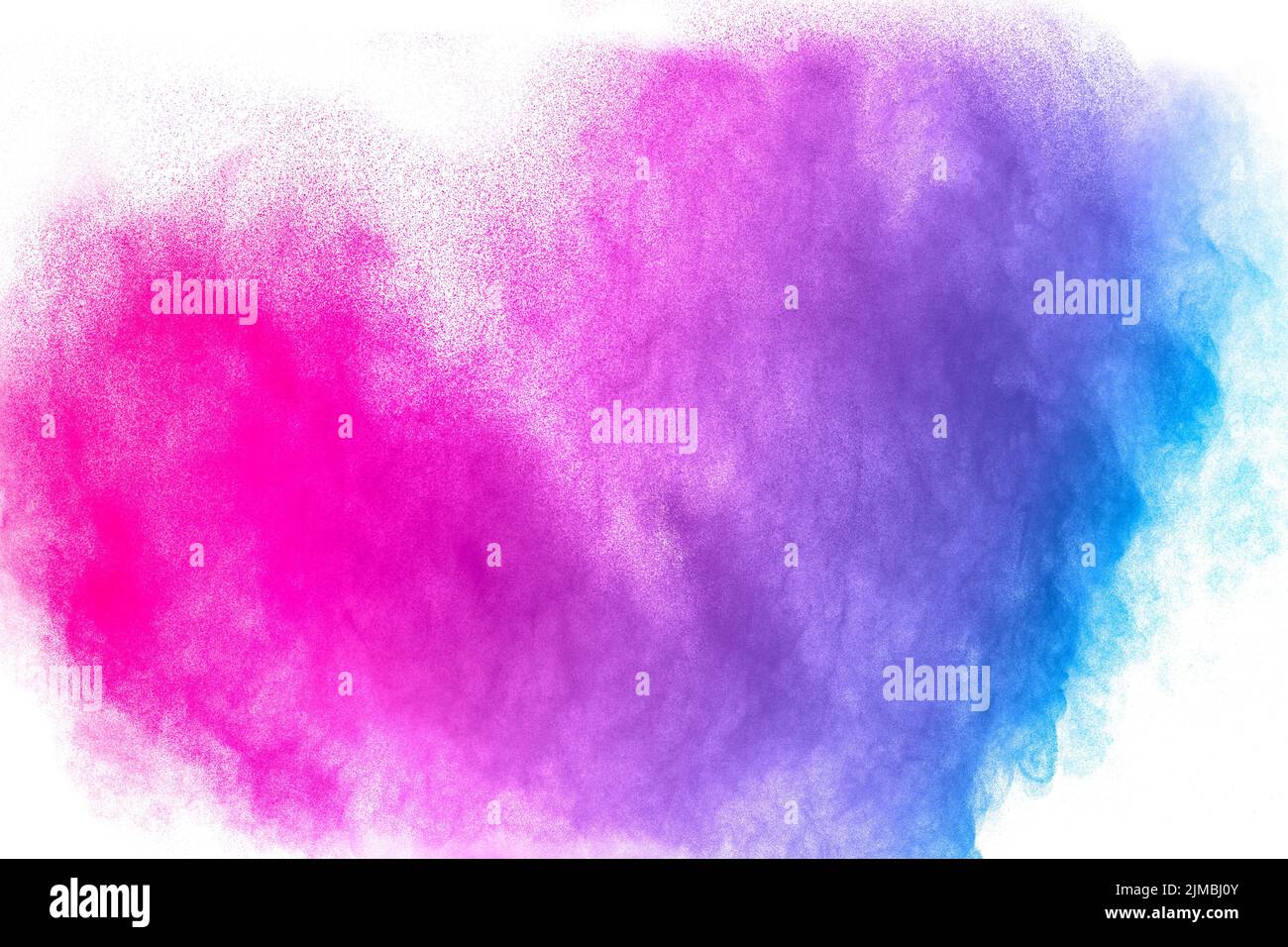 Blue and purple dust particles explosion on black background. Color ...