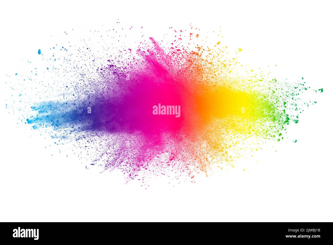 Abstract multi color powder explosion on white background. Freeze ...