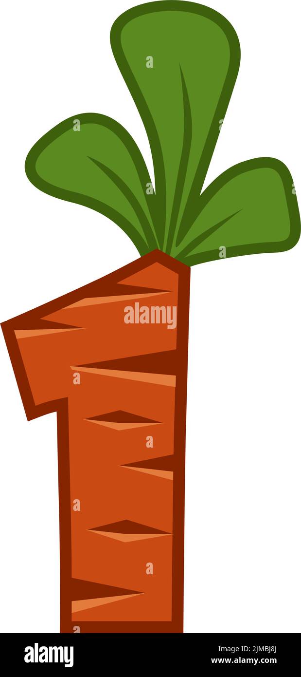 Cartoon carrot number 1 font kids number. Orange Figure One Stock ...
