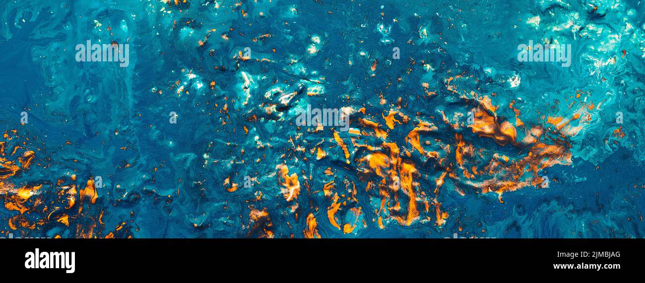 abstract ocean islands teal blue paint background Stock Photo - Alamy