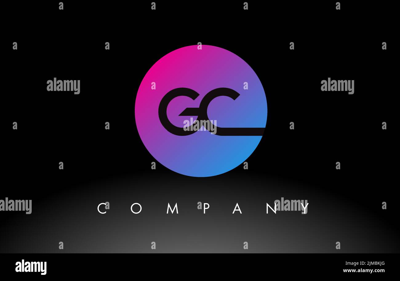 GC Letter Logo Design Icon with Purple Neon Blue Colors and Circular ...