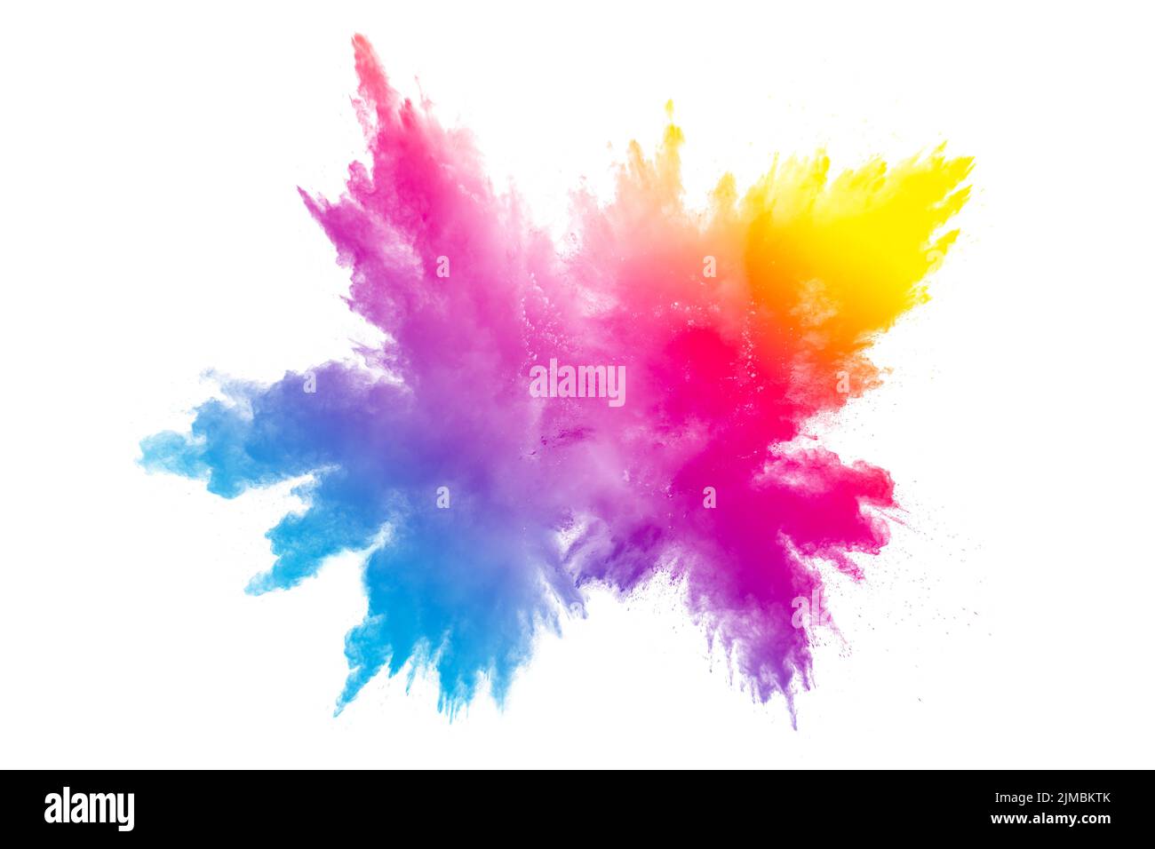 Abstract multi color powder explosion on white background. Freeze ...