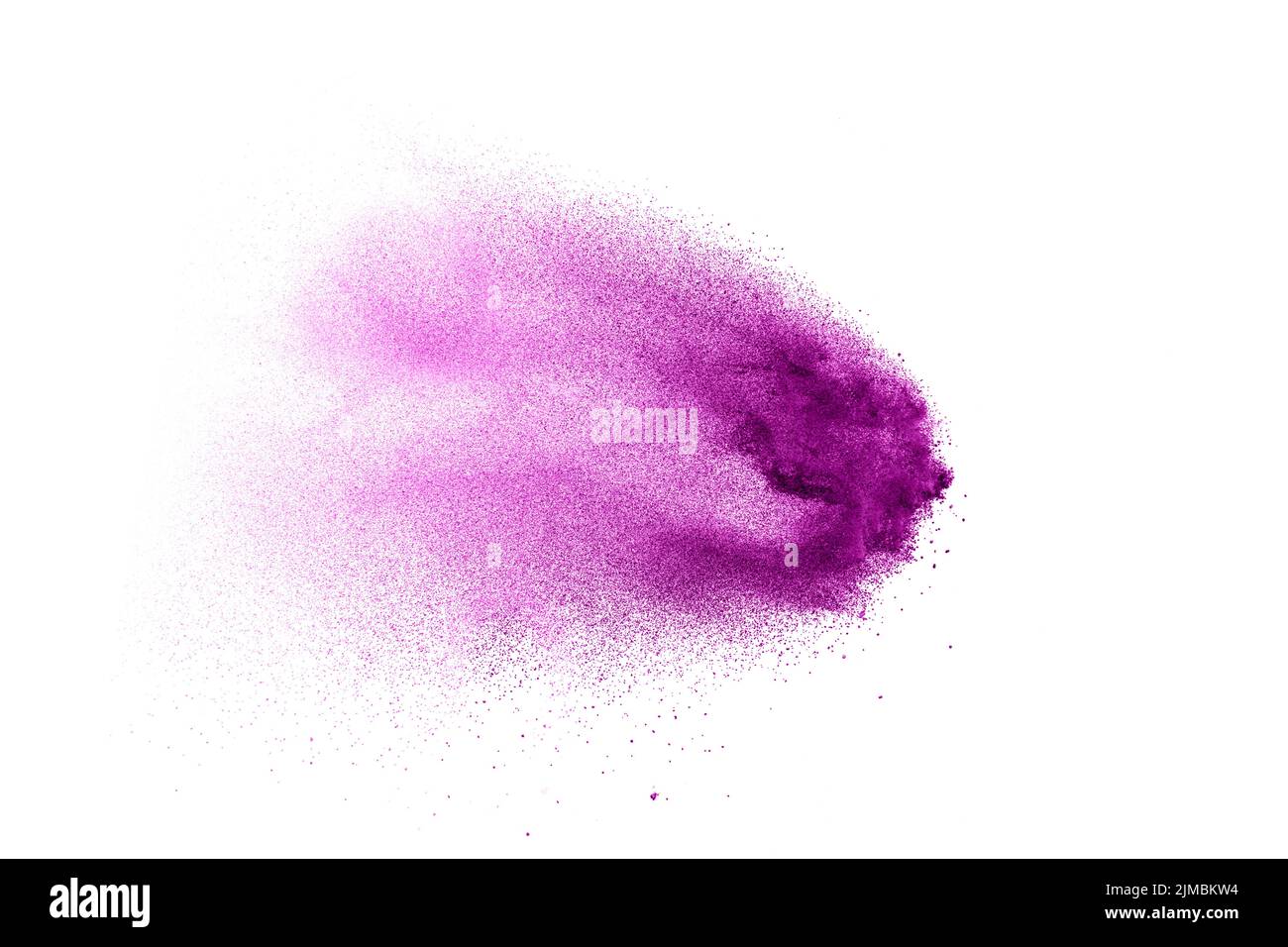 Purple color powder explosion cloud on white background.Closeup of ...