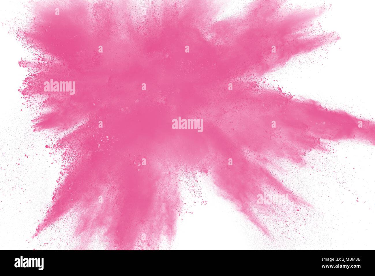 Pink color powder explosion on white background Stock Photo - Alamy