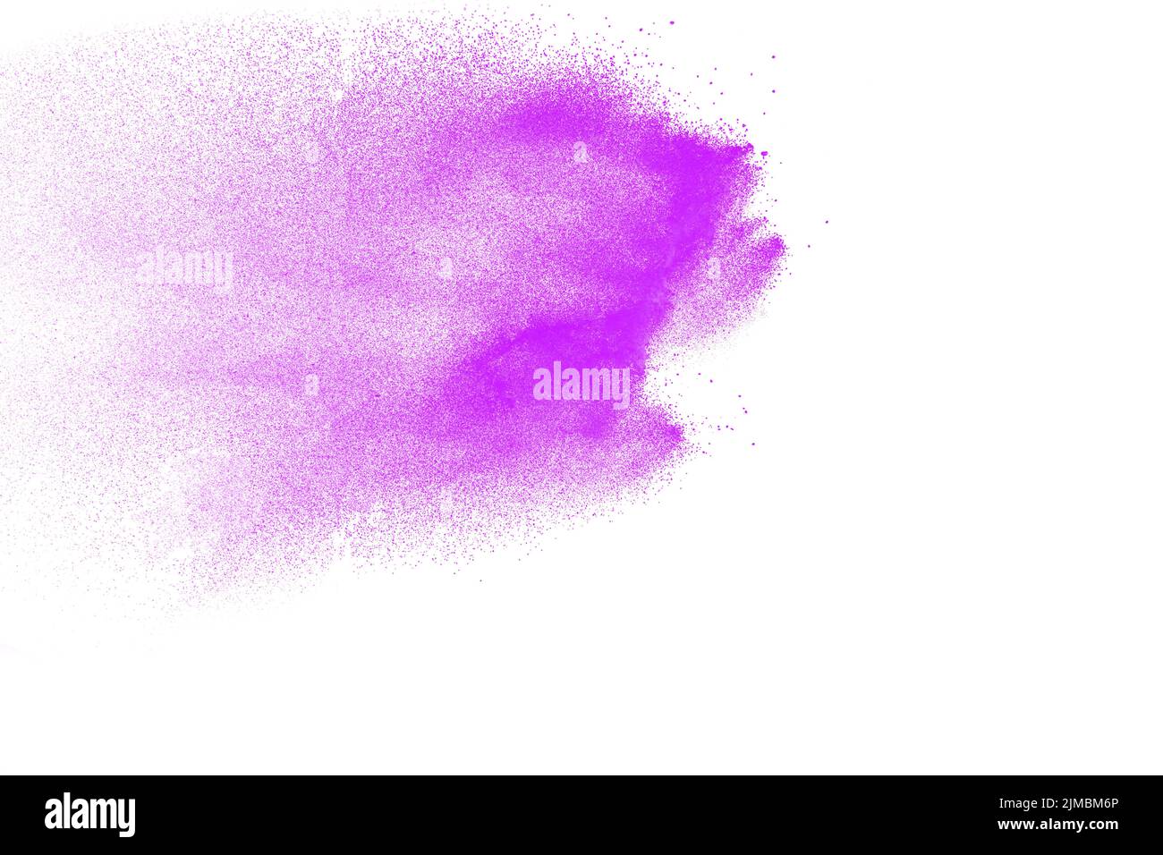 Purple particles explosion on white background. Freeze motion of purple ...