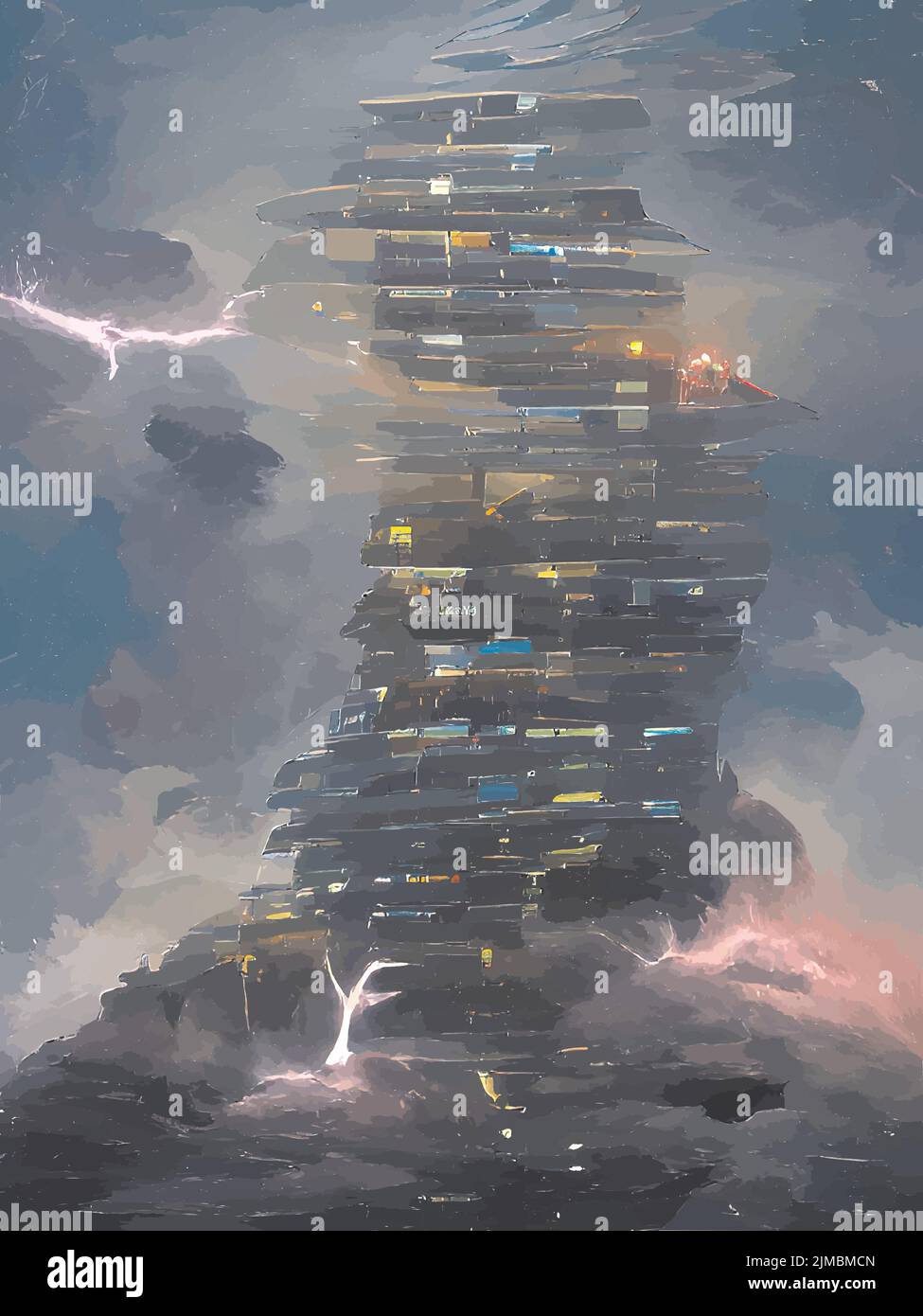 Lightning storm skyline Stock Vector Images - Alamy