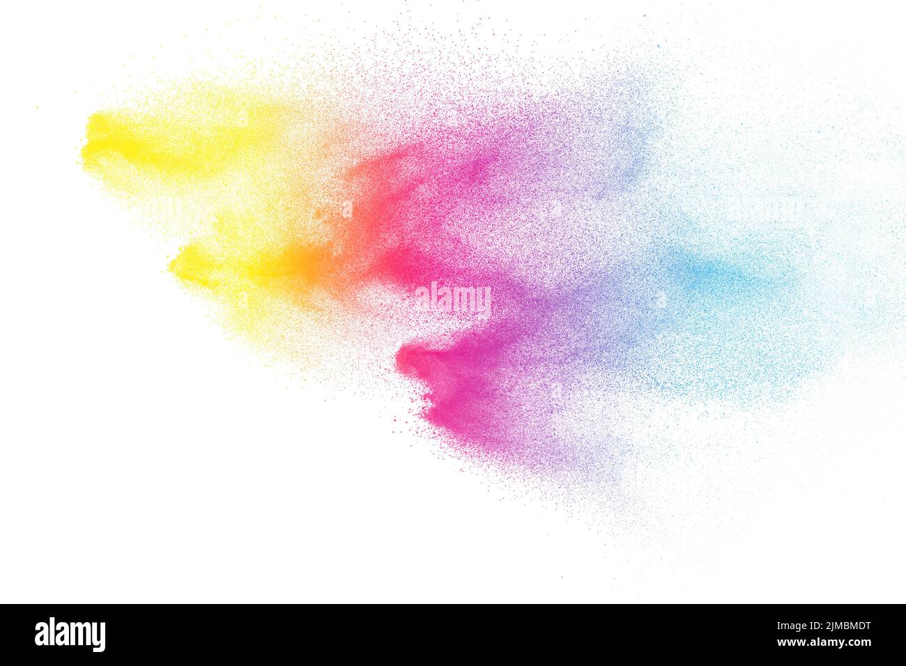 Abstract color powder explosion on white background.Freeze motion of ...