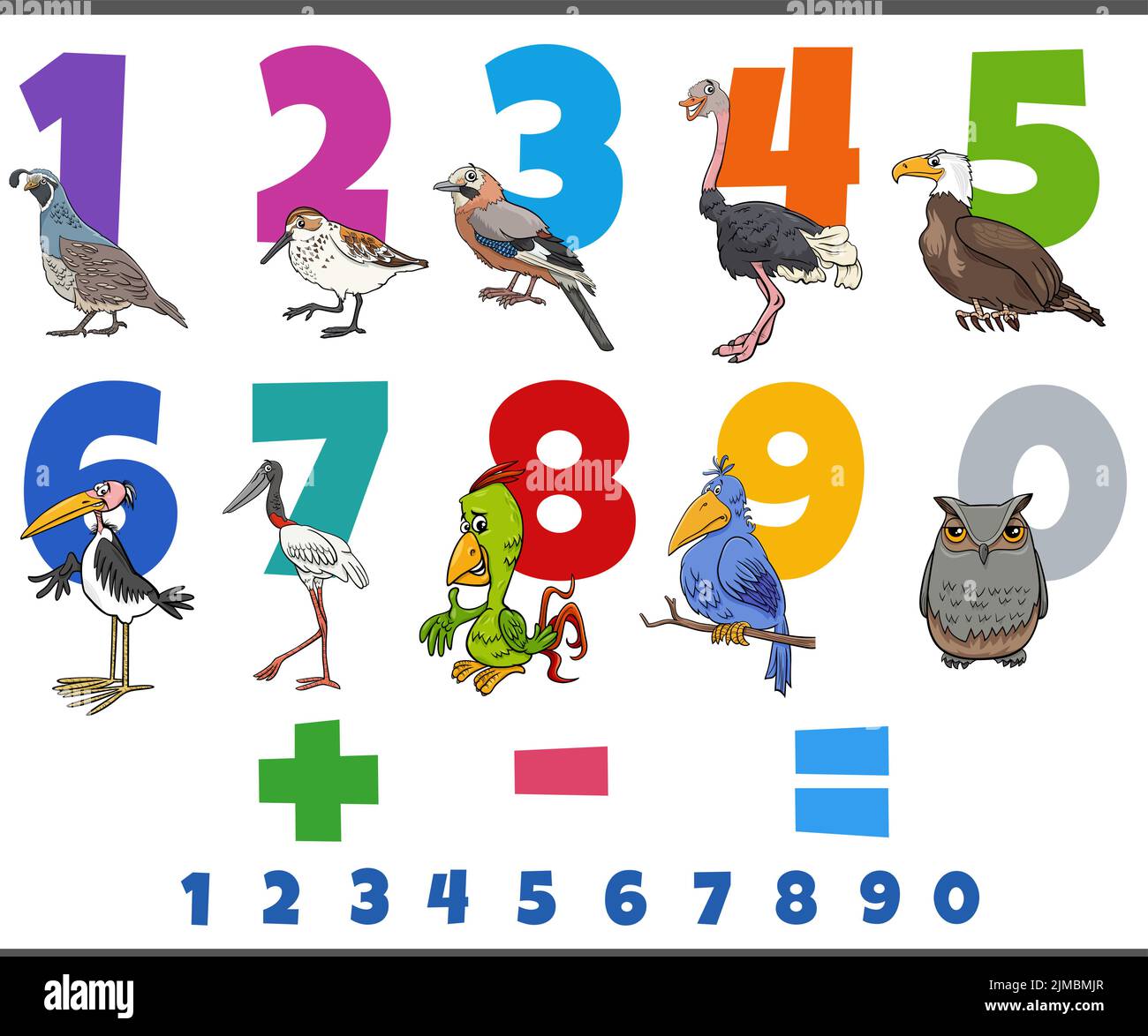 Cartoon illustration of educational numbers set from one to nine with ...