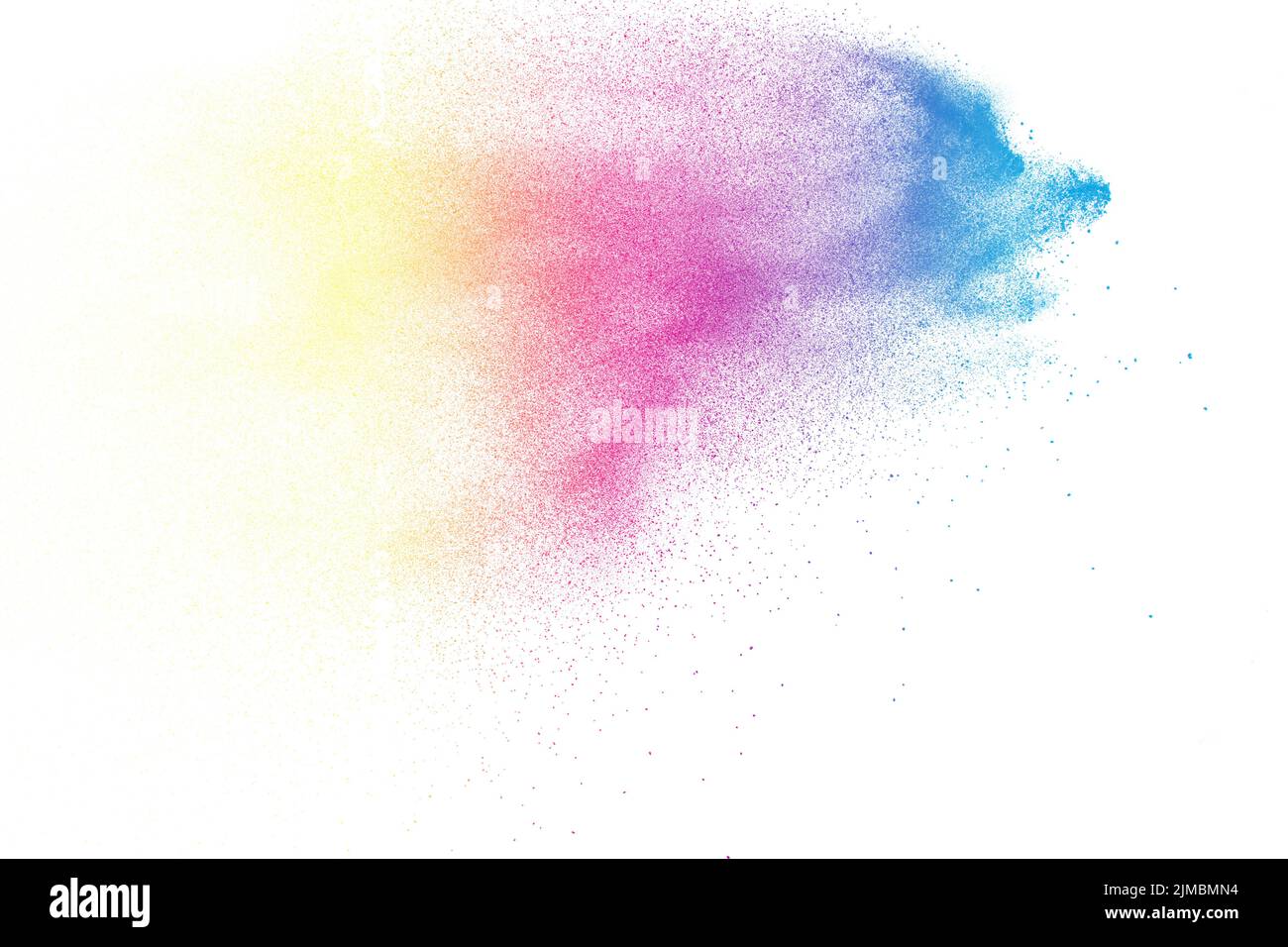 Abstract color powder explosion on white background.Freeze motion of ...