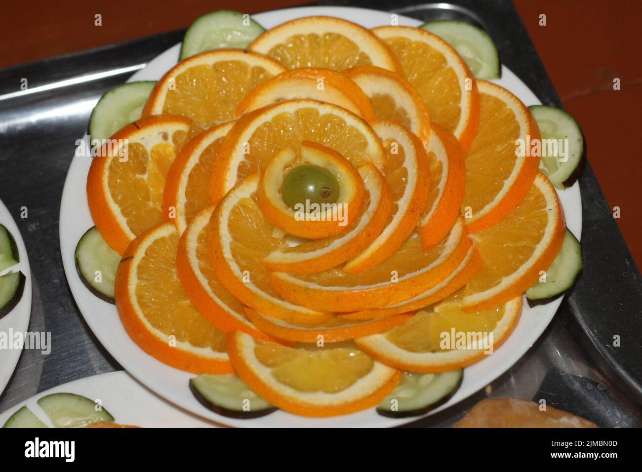 Orange cutting style for party and event. Orange cutting like as a ...