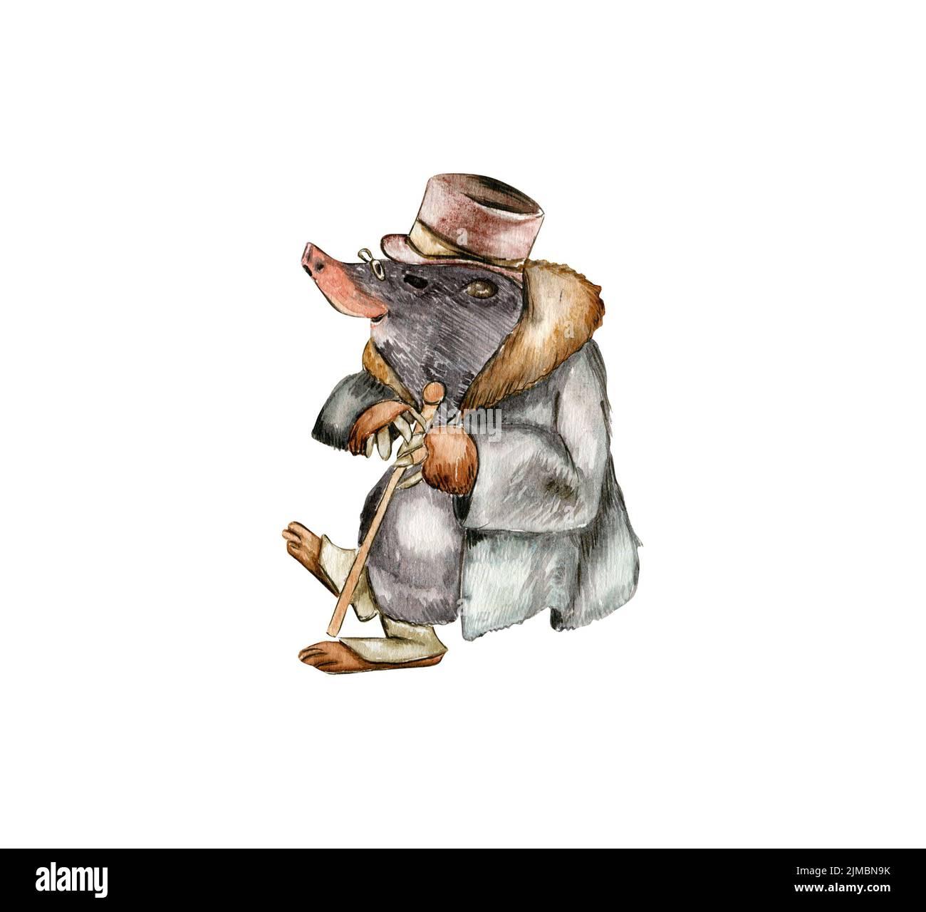Watercolor mole from tales. illustration for children Stock Photo - Alamy