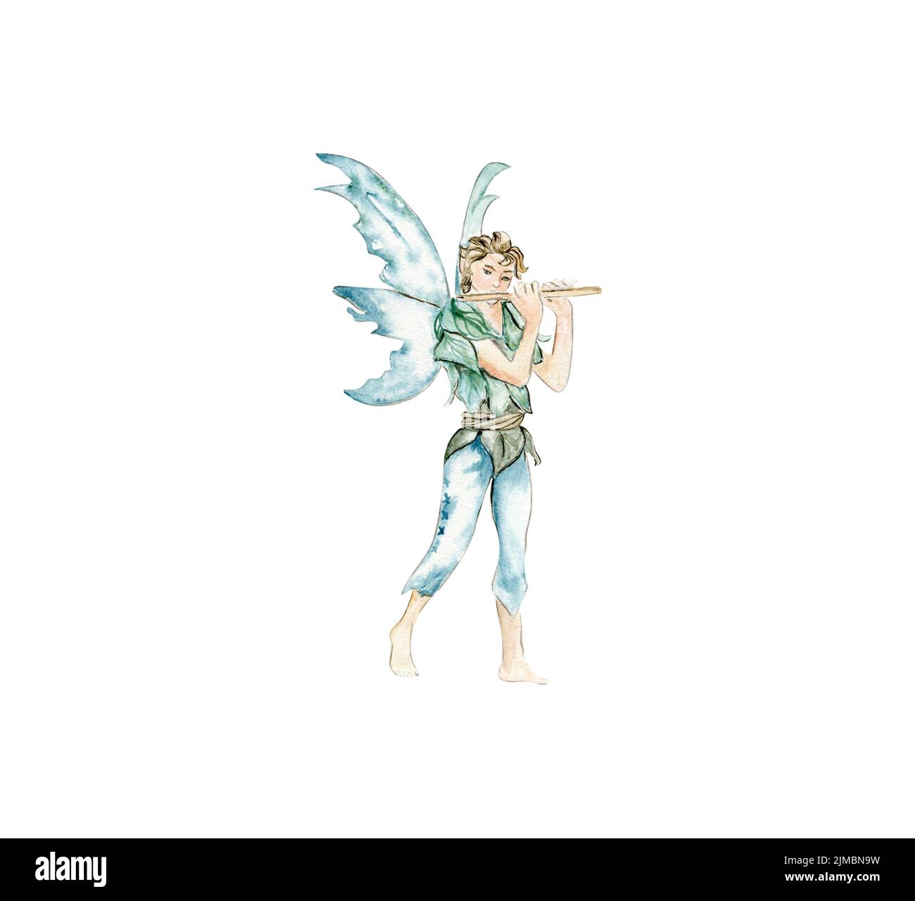 Watercolor Forest dwellers fairies in blue Stock Photo - Alamy