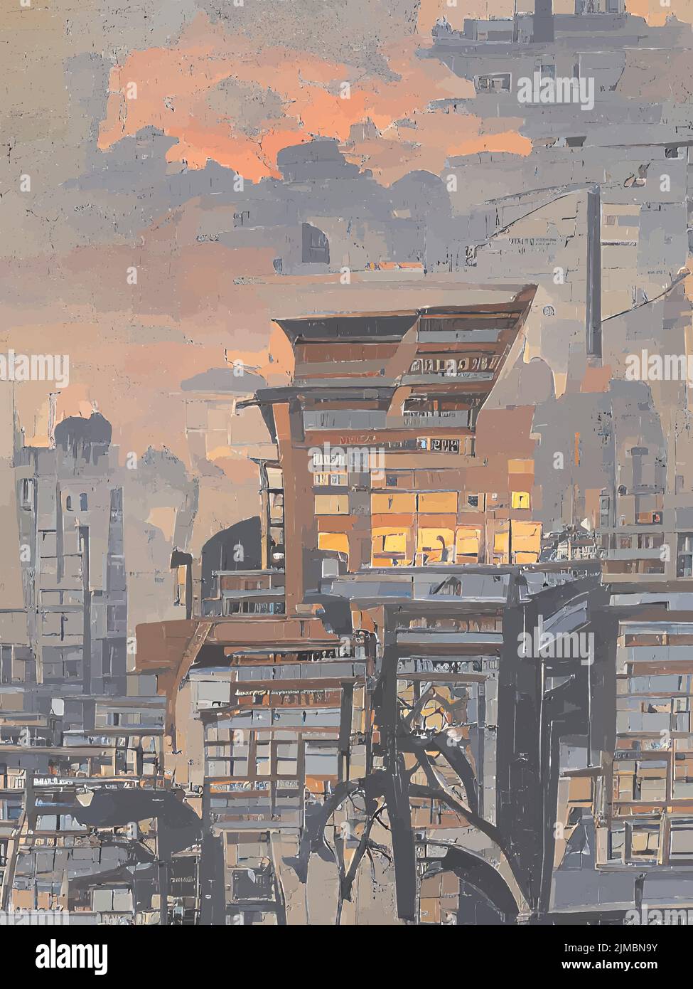 view of city in storm at night Stock Vector Image & Art - Alamy