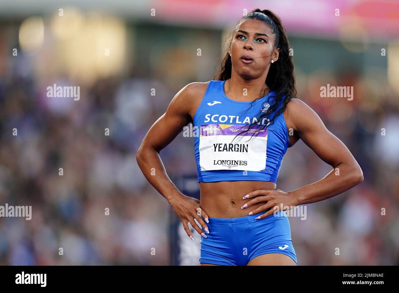 Scotland’s Nicole Yeargin looks on after the Women’s 400m Semi Final 2 ...