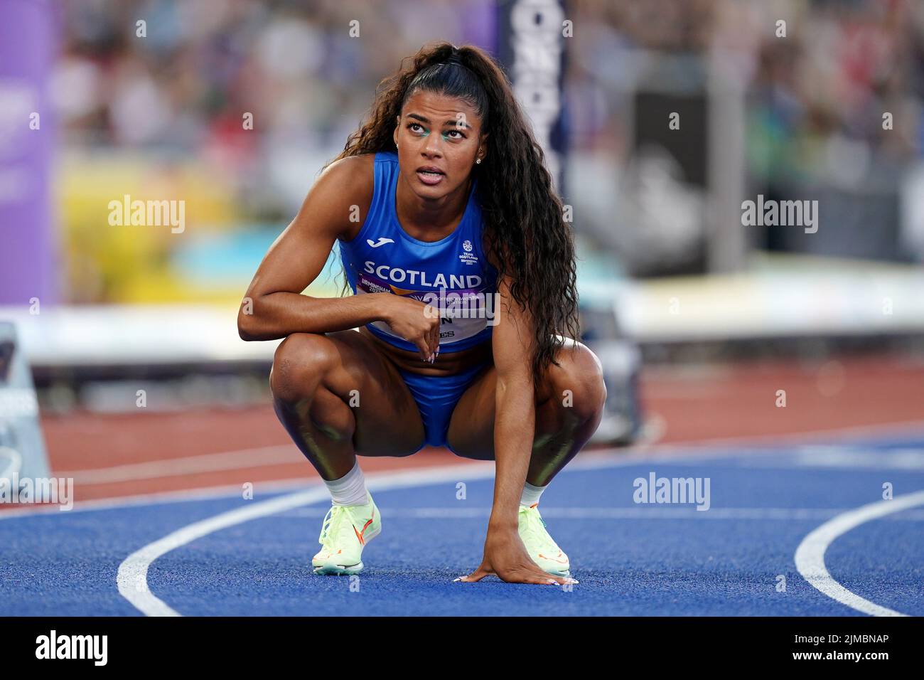 Scotland’s Nicole Yeargin reacts after the Women’s 400m Semi Final 2 at ...