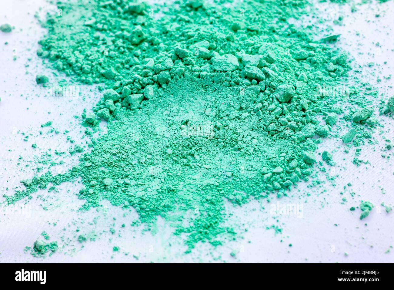 Green color background of chalk powder. Green color dust particles ...