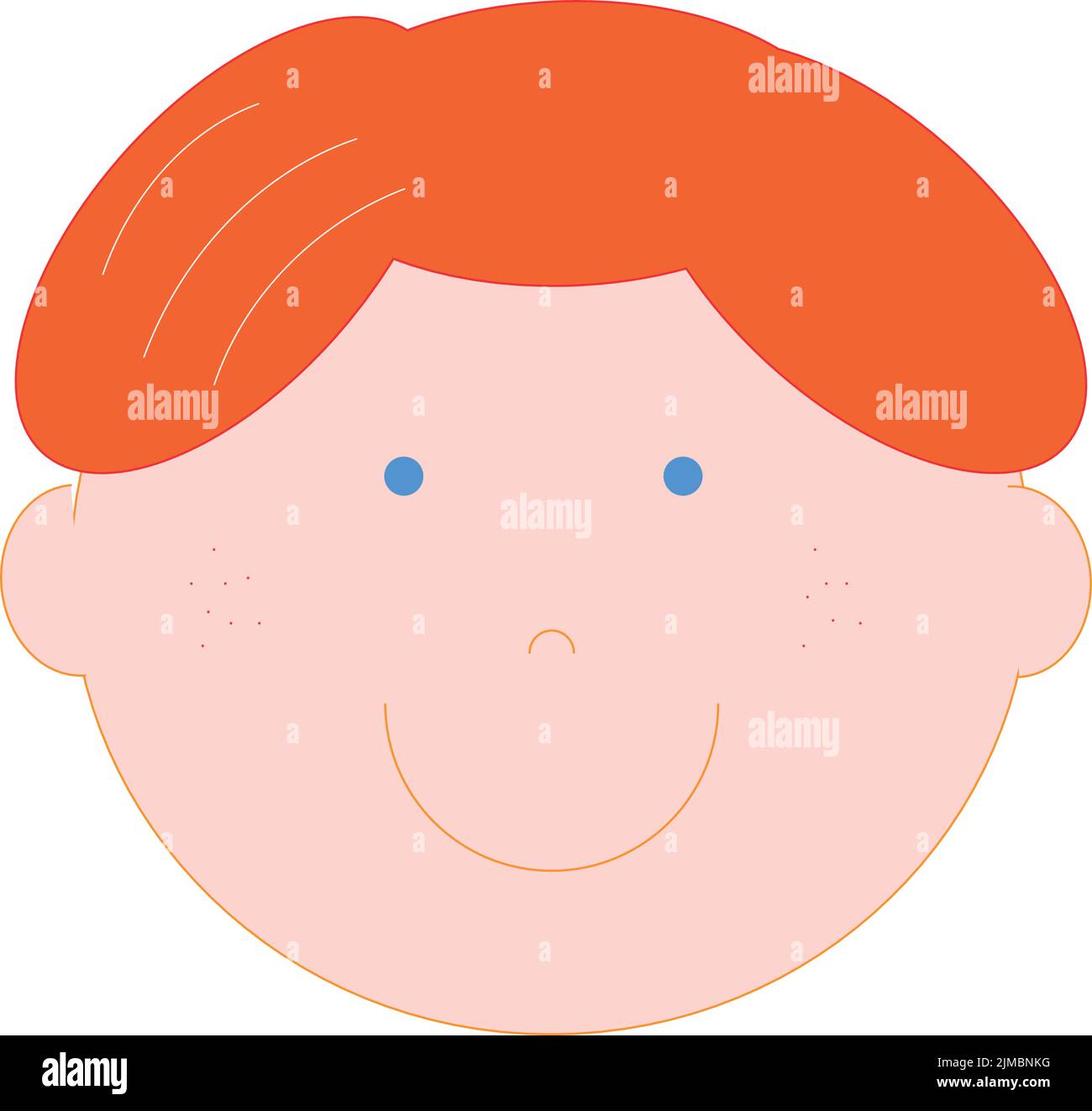Vector with a simple design of the head of a smiling redheaded boy with ...