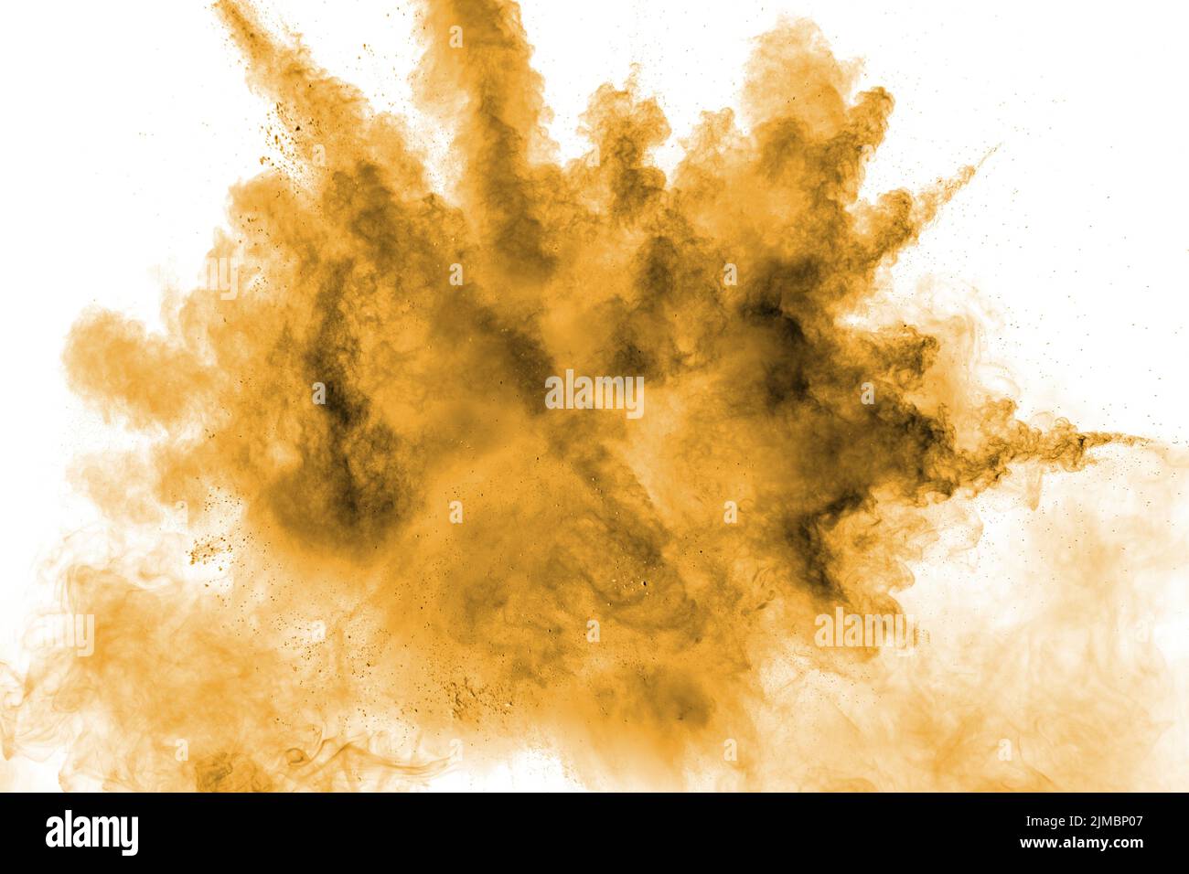 Freeze motion of brown dust explosion. Stopping the movement of brown ...