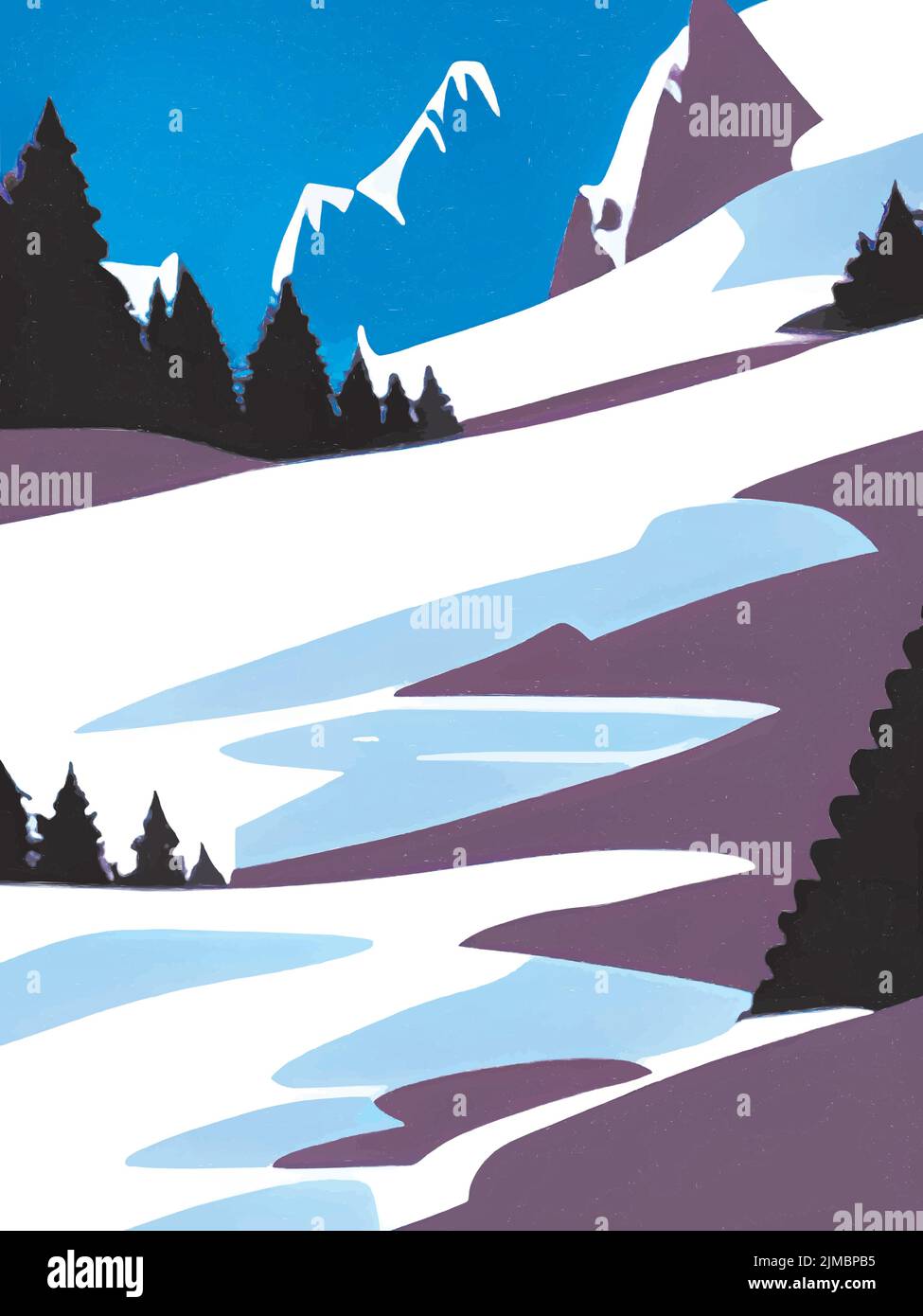 Winter mountain landscape in alps Stock Vector Images - Alamy