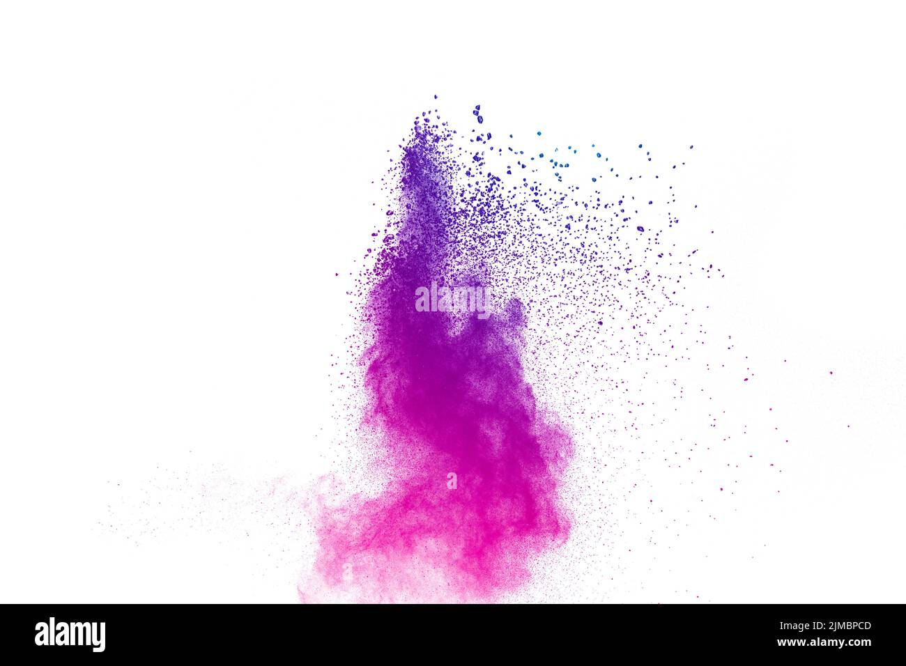 Purple powder explosion on white background Stock Photo - Alamy
