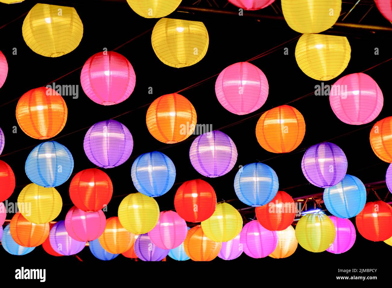 Colorful traditional Chinese Lantern lamp in dark background.Background ...